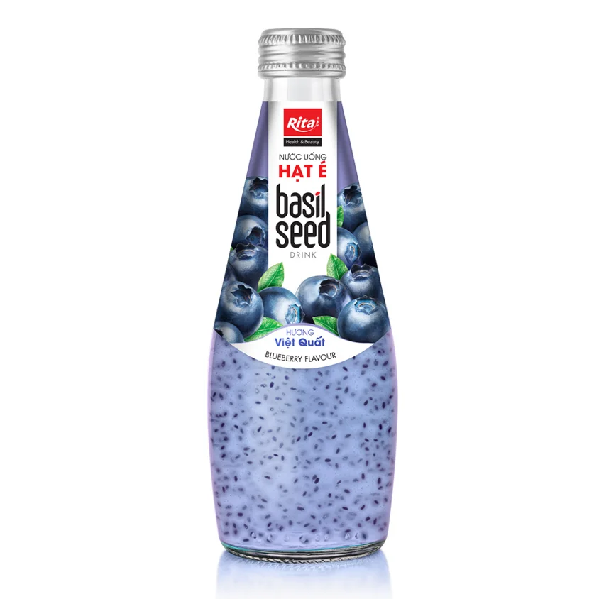 Blueberry Flavor Basil Seed Drink 290ml Glass Bottle - Beverage ...