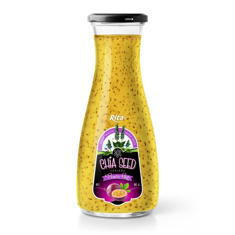 Chia Seed With Passion Fruit Flavor 1L Glass Bottle - Beverage Manufacturer