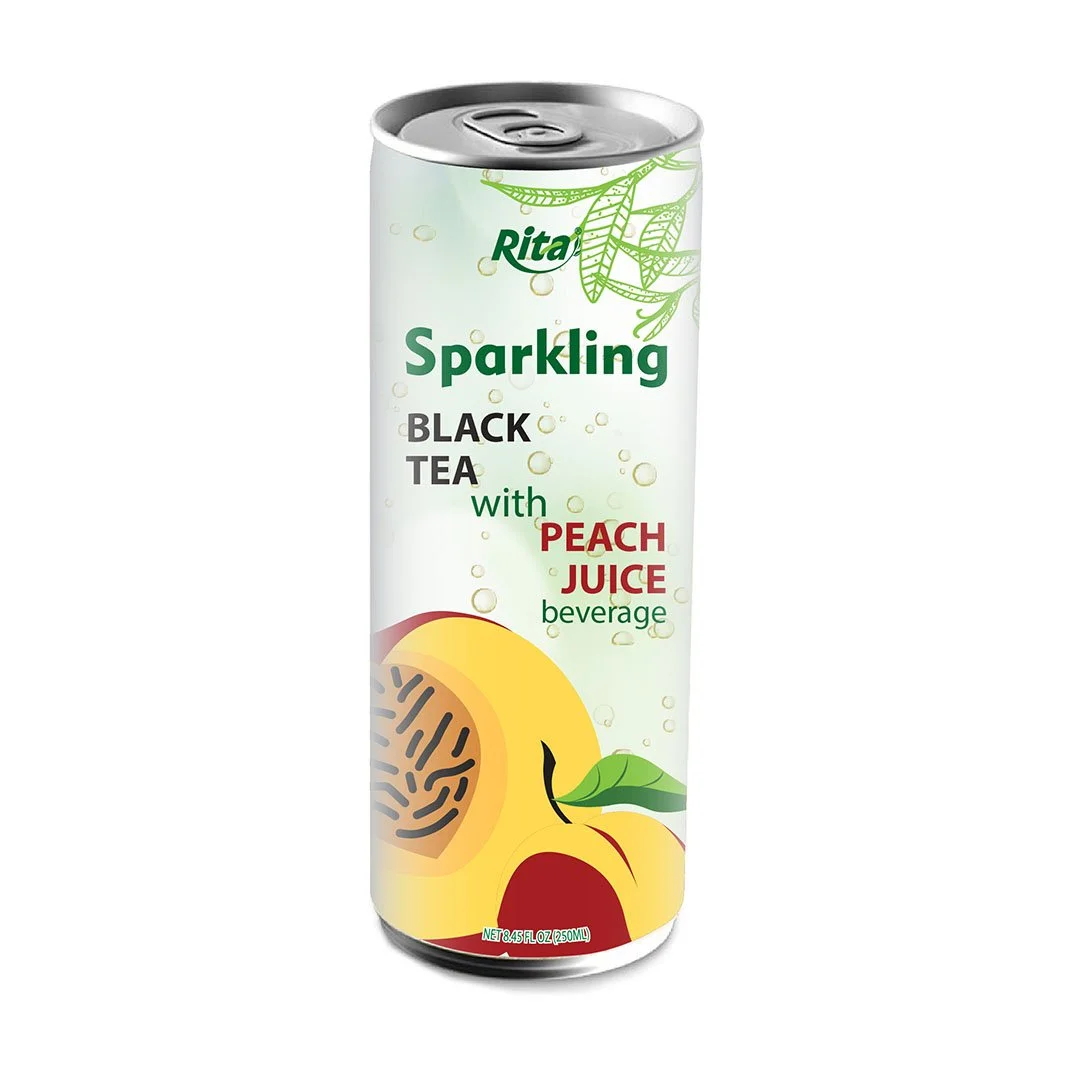 Peach Flavor Sparkling Black Tea 250ml Alu Can - Beverage Manufacturer