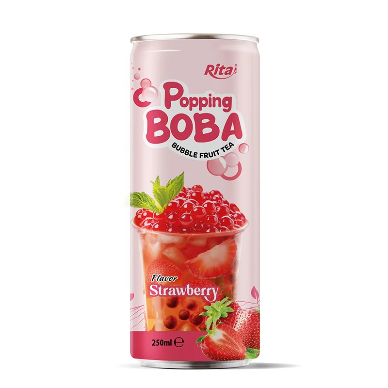 Popping Boba Bubble Fruit Strawberry Tea 250ml Cans - Beverage Manufacturer